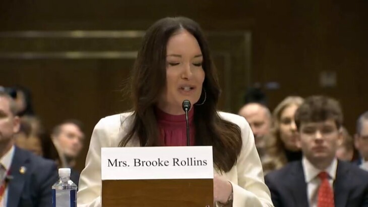 Brooke Rollins gives her opening statement at her confirmation hearing ...